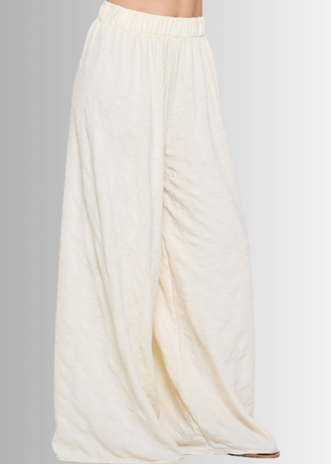 Women's Textured Cream Palazzo Pants Made in USA