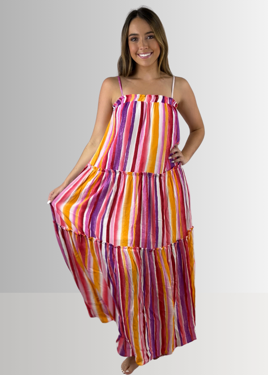 Beautiful & Bold Women's Striped Maxi Sundress Made in USA