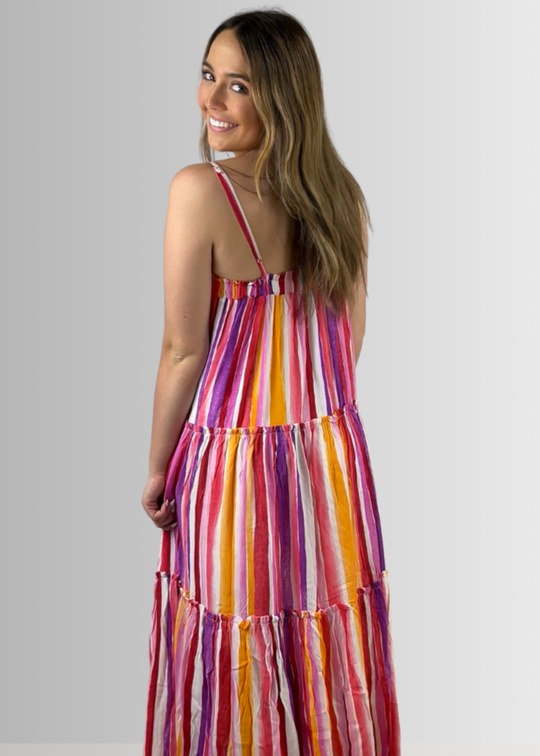 Beautiful & Bold Women's Striped Maxi Sundress Made in USA