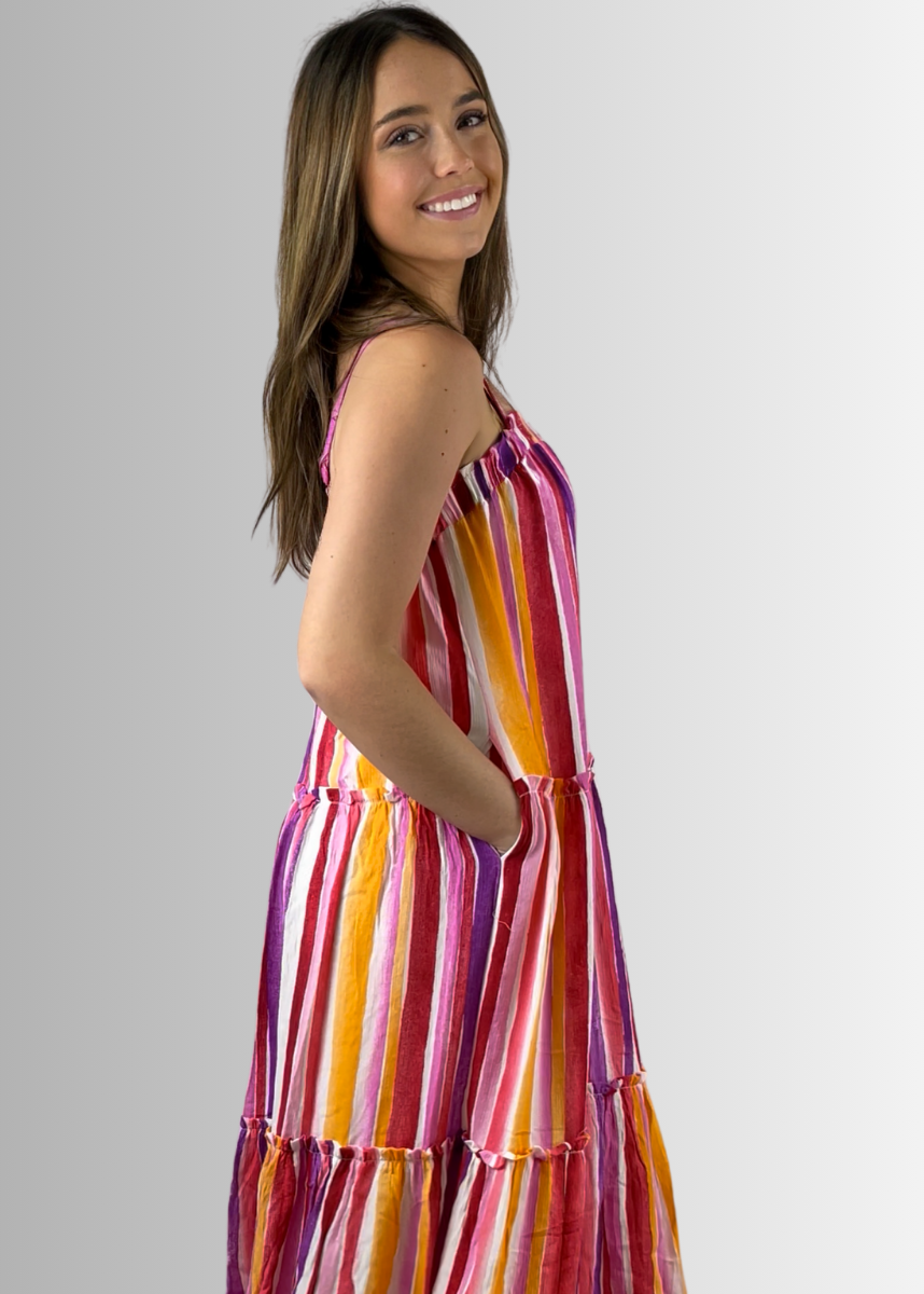 Beautiful & Bold Women's Striped Maxi Sundress Made in USA